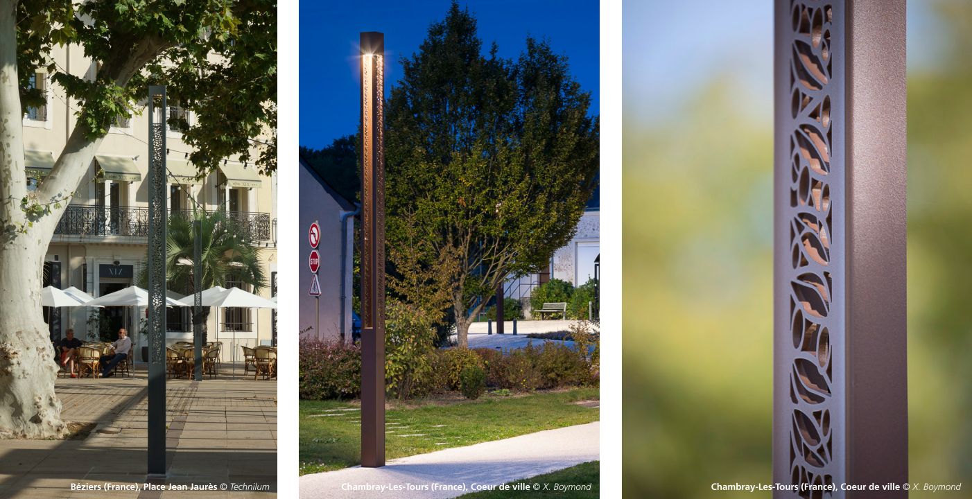 Technilum’s cut out poles – MESH LIGHTING